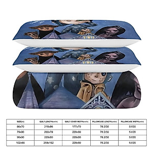 Adjzepuo Coraline Ultra Soft Reversible Breathable 3D Printed Bedding Sets 3 Piece 1 Duvet Cover + 2 Pillowcase 86"x70"