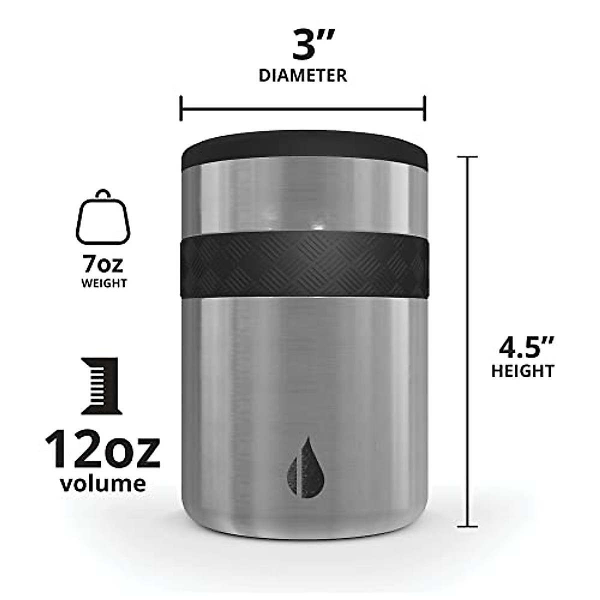 Elemental Insulated Can Cooler, Triple Wall Stainless Steel Can Cooler Insulator - Drink Cooler Cup for 12oz Regular Beer, Soda, Sparkling Water - Brushed Steel