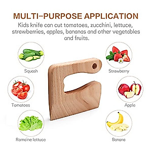 CONSIO Wooden Kids Knife - Children's Safe knives - Toddler Knife for Chopping - Safe Cutting Veggies Fruits - Fish Shape