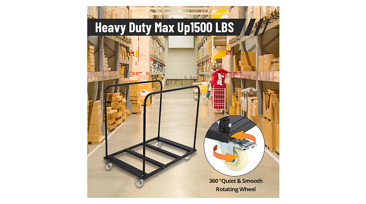 Folding Table Cart Rack, 1500 LBS Panel Dolly Cart with 5" Swivel ...