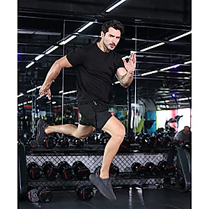 OEBLD Men’s Running Shorts 3 Inch Workout Gym 2-in-1 Pants Athletic Compression Track Tights with Zipper Pockets Lightweight Quick Dry Sports Black