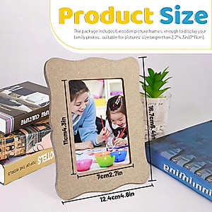 Roucerlin 6Pcs Unfinished Solid Wood Picture Frames for Arts Crafts, 3x5 Plain Wooden Photo Frame, Picture Frame with Stand for Table Top Desk Display DIY Painting Project Adult (Brown)