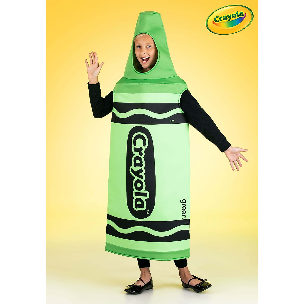 Green Crayola Crayon Kids Costume Pullover Tunic with Hood, Foam Backed