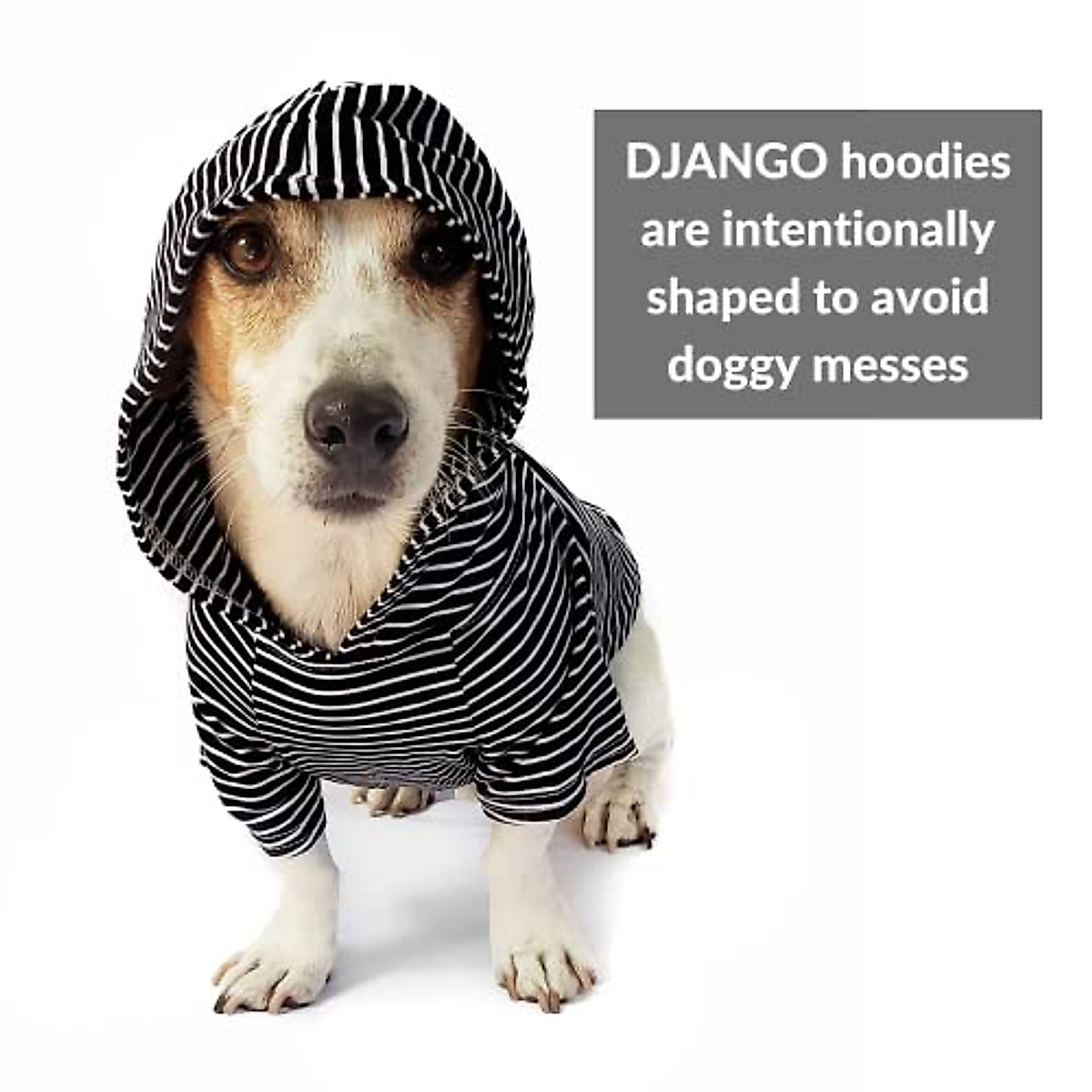 DJANGO Dog Hoodie and Super Soft and Stretchy Sweater with Elastic Waistband and Leash Portal (Medium, Black)