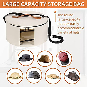 Ohiyoo Hat Box Hat Storage Box 16'' x 8'' Travel Hat Box Hat Boxes with Lids Round Hat Boxes for Women Storage Hat Foldable Box for Travel Stuffed Animal Toy Storage Bin with Lid (White)