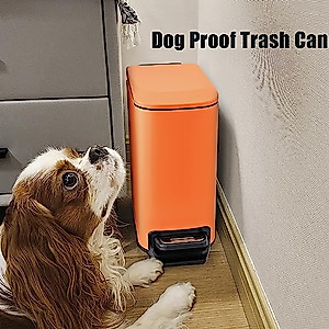 Cesun Small Bathroom Trash Can with Lid Soft Close, Step Pedal, 6 Liter / 1.6 Gallon Stainless Steel Garbage Can with Removable Inner Bucket, Anti-Fingerprint Finish (Matt Orange)