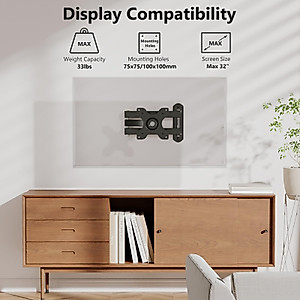 WALI TV Wall Mount Articulating LCD Monitor Full Motion 15 inch Extension Arm Tilt Swivel for Most 13 to 32 inch LED TV Flat Panel Screen with VESA up to 100x100mm (1330LM), Black