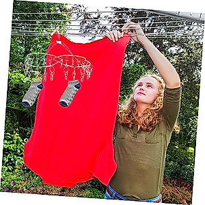 CAXUSD 1pc Drying Rack Metal Clothes Hanger Foldable Laundry Rack Stainless Steel Clips Clothes Drying Hanger Sock Hangers with Clips Drying Clip Hanger Balcony Drying Rack Socks Clips