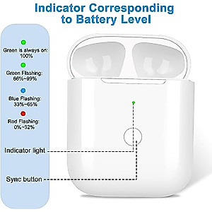 Upgraded Compatible with AirPods 1&2 Wireless Replacement Charging Case, Charger Case with Bluetooth Pairing Sync Button