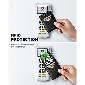 VULKIT Cell Phone Wallet, Card Holder for Back of Phone Leather Adhesive Pocket RFID Blocking Credit Card Sleeves Black