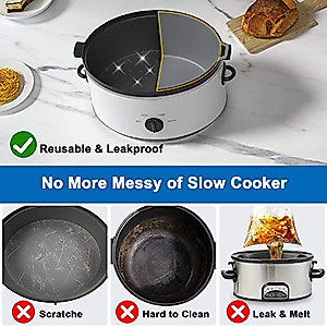 Slow Cooker Liners Fit 7-8 Quart Oval Crockpot, Reusable Silicone Crock Pot Liners Food Grade Slow Pot Accessories for Replacing Disposable Liners, Easy to Clean & Leak-Proof