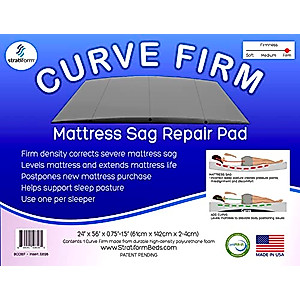 Stratiform® Curve™ Firm - Density Mattress Sag Support | 1.5"D x 24"W x 56"L - Ideal for Sags Deeper Than 1" Inch | Comfort and Durability | Extend Mattress Lifespan | Mattress Support | Made in USA