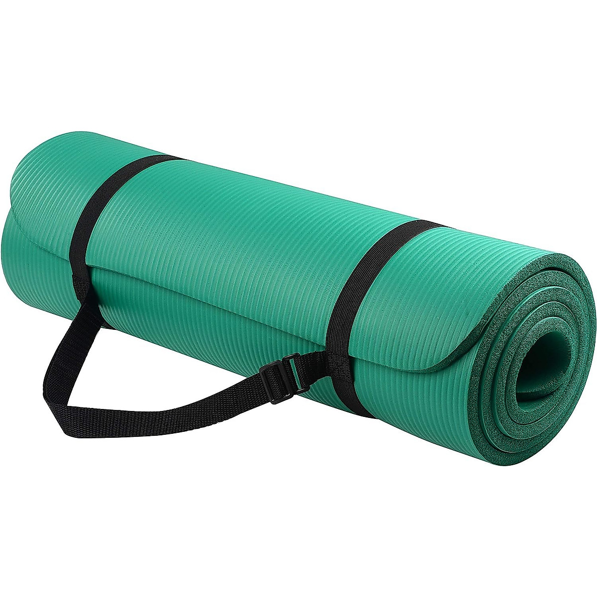 Signature Fitness 1/2-Inch Extra Thick High Density Anti-Tear Exercise Yoga Mat with Carrying Strap, Green