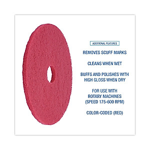 Boardwalk BWK4019RED 19 in. Diameter Buffing Floor Pads - Red (5/Carton)