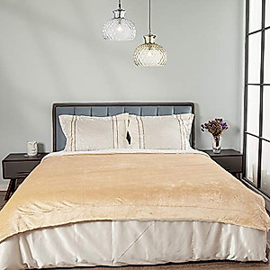 RONGTAI Sherpa Fleece Bed Blanket,Lightweight Cozy Thick Throw Blankets for Couch,Yellow-Queen（90" x 90"）