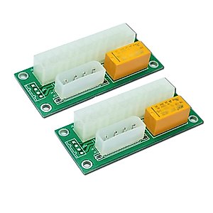 Thsion Dual PSU Connector Multiple Power Supply Adapter Sync Starter Dual Power Supply Connector Molex 4-Pin 2 Pack
