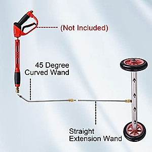 JOEJET Pressure Washer Undercarriage Cleaner, 16 Inch Under Car Washer, Undercarriage Cleaner with Straight Extension Wand and Wash Mitt, 4000 PSI
