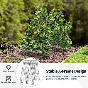 Giantex 8 Panels Cucumber Trellis, A-Frame Garden Trellis for Plant Climbing, Greenhouse Vegetable Fruit Grow Support with 18 Clips, 16 Ground Stakes, 8 Spiral Connectors, 12 Cable Tie, Twist Tie