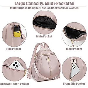 Small Cute Backpack Purse for Women Convertible Casual Shoulder Bag Fashion Satchel Handbag with Anti-Theft Pocket (Pink)