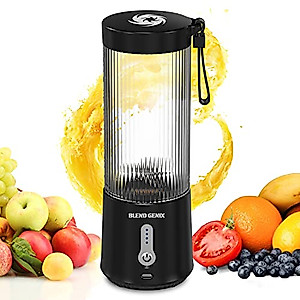 Blend Genix Blender for Shakes and Smoothies – Advanced Portable Fruit Blender with USB Charging Premium Blender Bottle with 450ml Capacity Lightweight and Durable Materials Practical Lanyard, Black