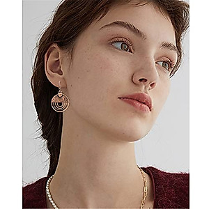 ANDPAI Handmade Unique Bohemian Tribal Hoop Spiral Earring Vintage Gold Silver Geometry Dangle Drop Earrings for Women (Brown)