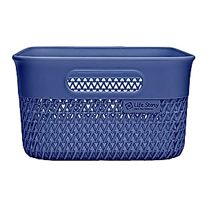 Life Story Lightweight Heavy Duty Storage Woven Trendy Basket 10 Quarts w/Built-In Handles Blue (6 Pack)