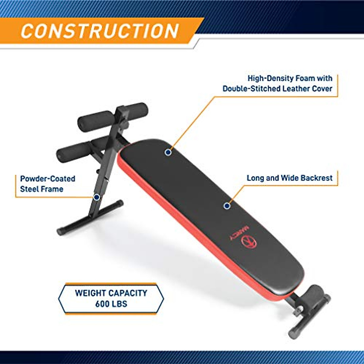 Marcy Utility Slant Board w/ Headrest – Folding Design with Adjustable Positions SB-4606 , Black/red , 29.00 x 18.00 x 59.00 inches