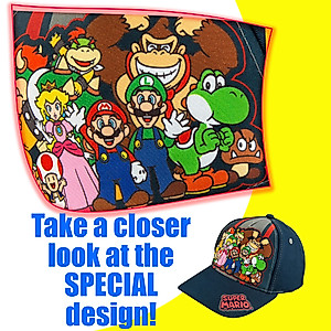 Super Mario Luigi Yoshi Baseball Cap Hat - Boys Black