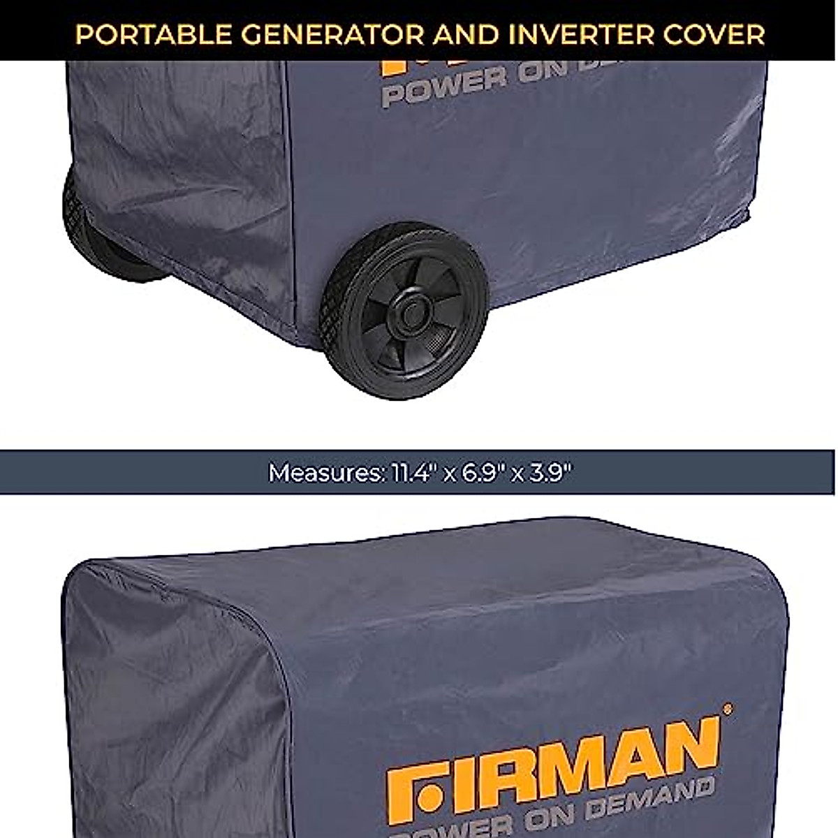 FIRMAN 1002 Portable Generator and Inverter Cover, Double-Insulted Generator Cover, Fits 2700-5000 Watt Generators and Inverters up to 25.4" X 18.3" X 19.5", Cover Measures‎ 11.4" x 6.9" x 3.9", Medium
