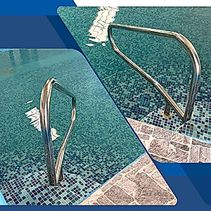 KUAFU Pool Handrail Grab Rail 49.5"X35.5" Swimming Pool Bend Handle Stair Rail 300lbs Load Capacity for Inground Pool 304 Stainless Steel