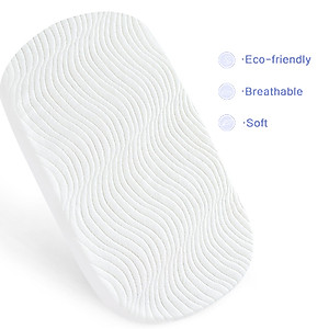 Baby Bassinet Mattress Pad Compatible with Mika Micky/KoolerThings/Baby Delight/Pamo Babe/ANGELBLISS Bassinet, 20" x 33", Waterproof Replacement Pad with Removable & Washable Mattress Cover