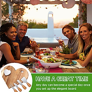 Irenare 6 Pcs Heart Shaped Charcuterie Board and Serving Set 12 x 10 x 0.6 Inch Acacia Wood Heart Shaped Cutting Board Cheese Serving Platter Heart Shaped Plates Ceramic Heart Bowl Cheese Knife Set