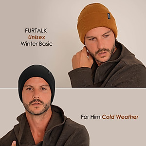 FURTALK Beanie,Soft Knit Warm Winter Hats for Women and Men,Acrylic Cuffed Beanies (One Size,Black)