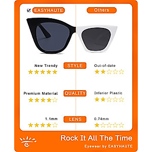 EASYHAUTE Cat Eye Sunglasses for Women, Premium Retro Sun Glasses Fashion Style with UV400 Protection, Trendy Frame (Black/Tortoise)