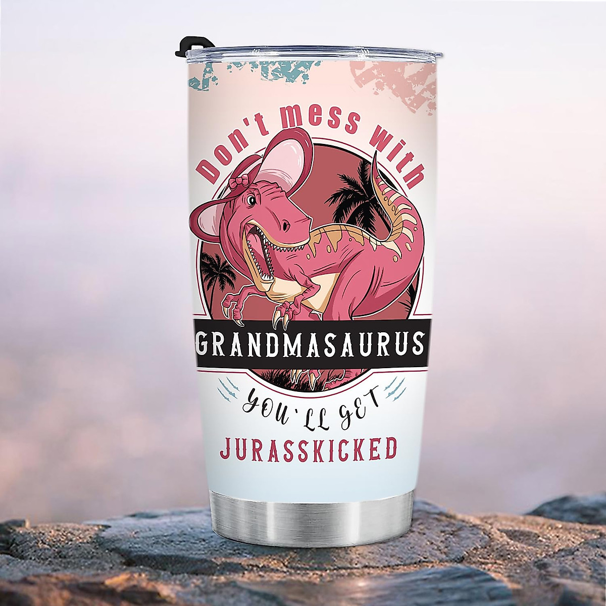 Grandma Tumbler Gift for Grandma For Mother's Day from Grand kids Nana Gifts from Granddaughter Grandson - 20oz Funny Tumbler Dinosaur Cup - Unique Birthday Christmas Gifts