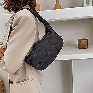 Mini Quilted Tote Bag for Women Puffer Bag Padded Tote Handbag Lightweight Puffy Purse Quilted Padding Hobo Bag with Zip Closure