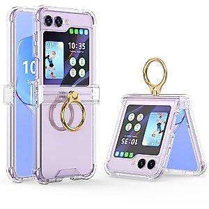 Galaxy Z Flip 5 Case with Hinge Protection Clear Samsung Flip 5 Case with Kickstand for Samsung Galaxy Z Flip 5 5G (2023) - Clear