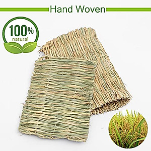Hamiledyi Rabbit Grass Tunnel,Natural Straw Woven Mat Winter Warm Hideaway Hut for Bunny Gerbil Ferrets Chinchilla Guinea Pig