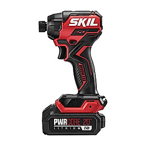Skil PWRCORE 20 Brushless 20V 1/4 in. Hex Compact Impact Driver Kit with 3-Speed & Halo Light & One-Handed Collet Includes 2.0Ah Battery and Charger- ID6739B-10