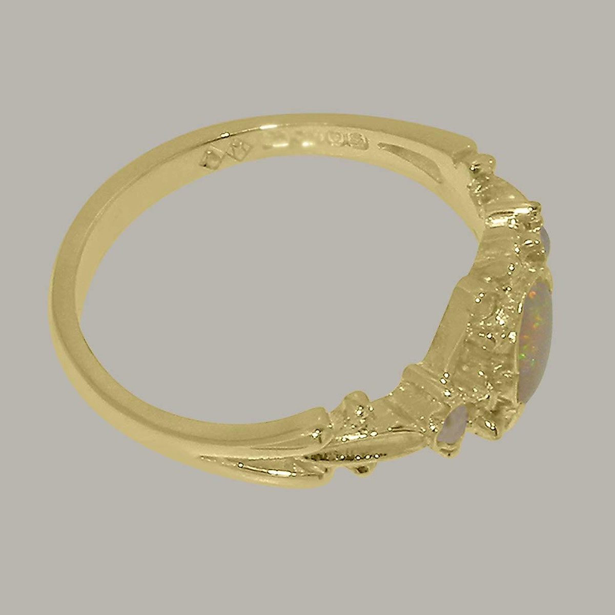 LetsBuyGold 10k Yellow Gold Natural Opal & Cultured Pearl Womens Trilogy Ring - Size 11.25