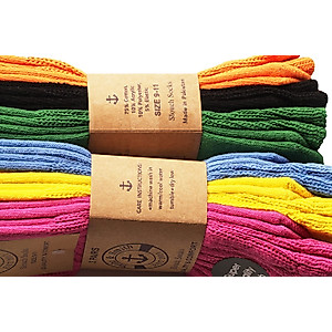 Yacht & Smith 6 Pairs Womens Cotton Slouch Socks, Womens Knee High Boot Socks (Bold Bright)