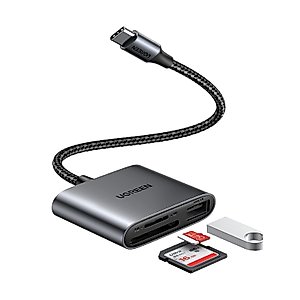 UGREEN USB C SD Card Reader 3 in 1 Type C Card Adapter Micro SD Memory Card Reader for TF SD SDXC SDHC MMC RS-MMC Micro SD SDXC SDHC Cards Compatible with Steam Deck, Hubs, MacBook Mini 2023/Pro