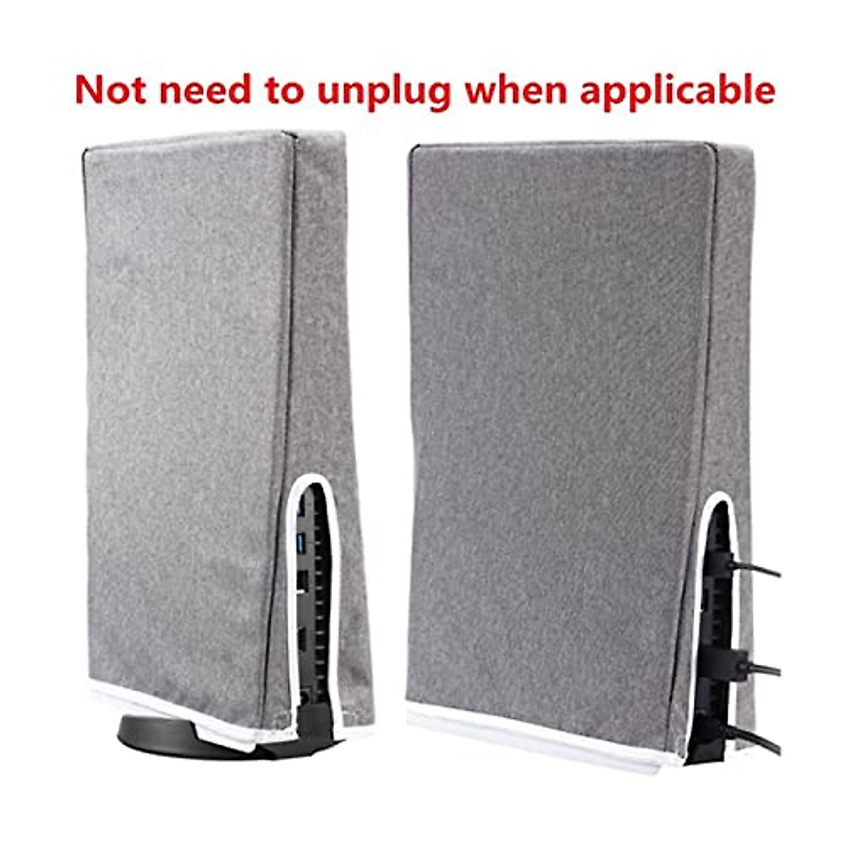 Dust Cover for PS5 Game Console, for Digital and CD ROM Edition, Oxford Cloth Vertical Protector Case, Anti Scratch Waterproof Dust Guard, Precision Cut(Grey)