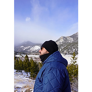 tittimitti 100% Cashmere Knitted Neck Gaiter Neck Warmer Loop Scarf for Men and Women. (Black)