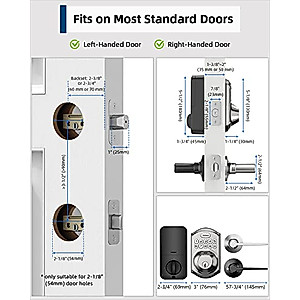 TEEHO TE002L Fingerprint Door Lock with 2 Lever Handles, Keyless Entry Deadbolt with Handle Set, Electronic Keypad Deadbolt for Front Door, Auto Lock and 1 Touch Locking, Satin Nickel