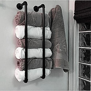 Baru Decor - Industrial Pipe Towel Rack 32 Inch, Black Powder Coated, Farmhouse Bathroom Towel Storage, Holder Bathroom Wall Towel Rack, Bathroom Organization, Bath Towel Holder