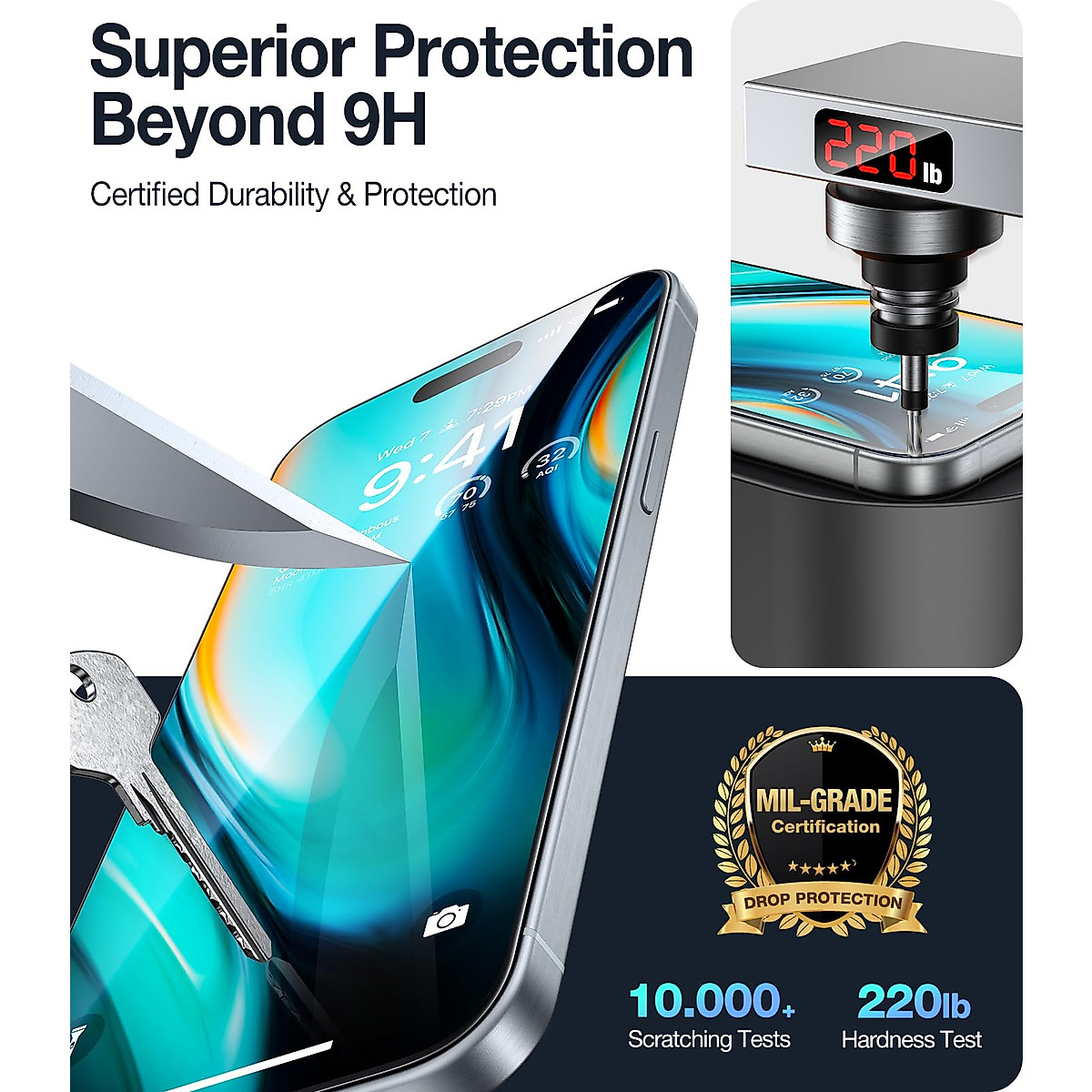 UltraGlass [2023 NEW] Invisible Privacy Armor for iPhone 14 Pro Max Screen Protector [UNBREAK TOP 9H+ Shatterproof] Stealth HD Privacy Screen Protector 14 Pro Max Tempered [Longest Durable] 2 Packs