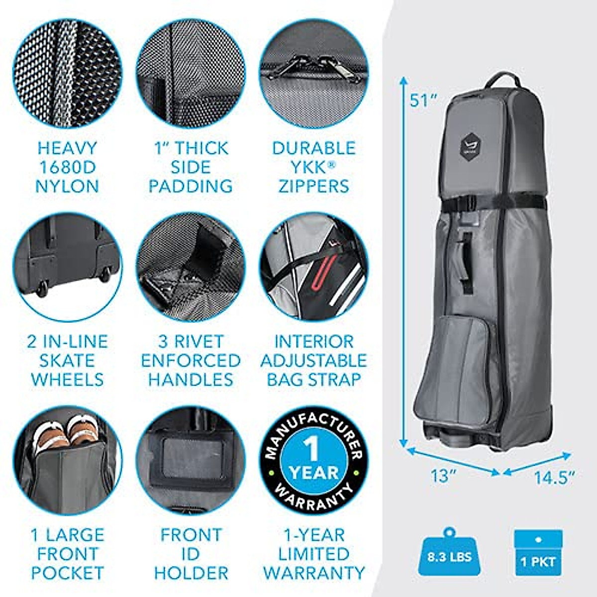 TGW Tour Golf Travel Cover Grey