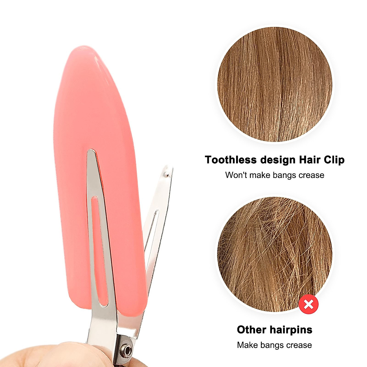 AMMON Hair Clips Set - 8 Pcs No Bend, No Crease Creaseless Clips for Salon Styling, Flat Makeup Clips for Women and Girls (4 Black, 4 White)