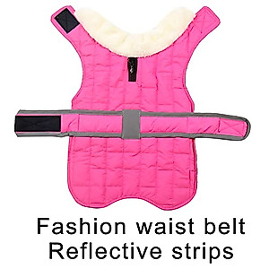 JoyDaog Reflective Belt Dog Coats for Small Dogs,Reversible Warm Puppy Jacket for Cold Winter,Pink S